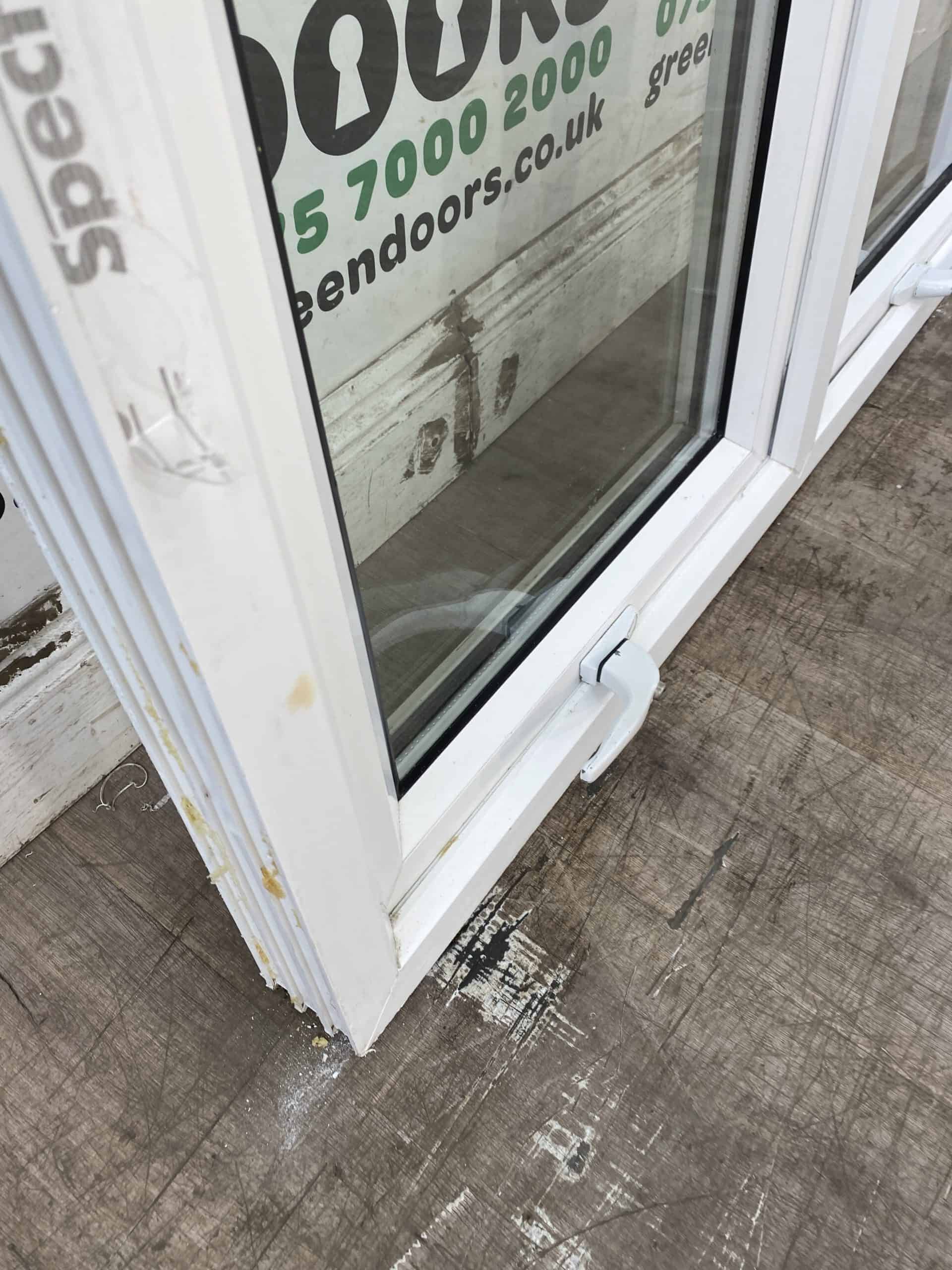 White UPVC Casement window | Green doors