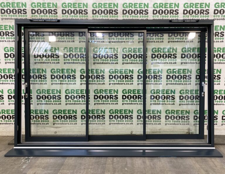 Grey Aluminium Patio / Sliding doors | Green doors