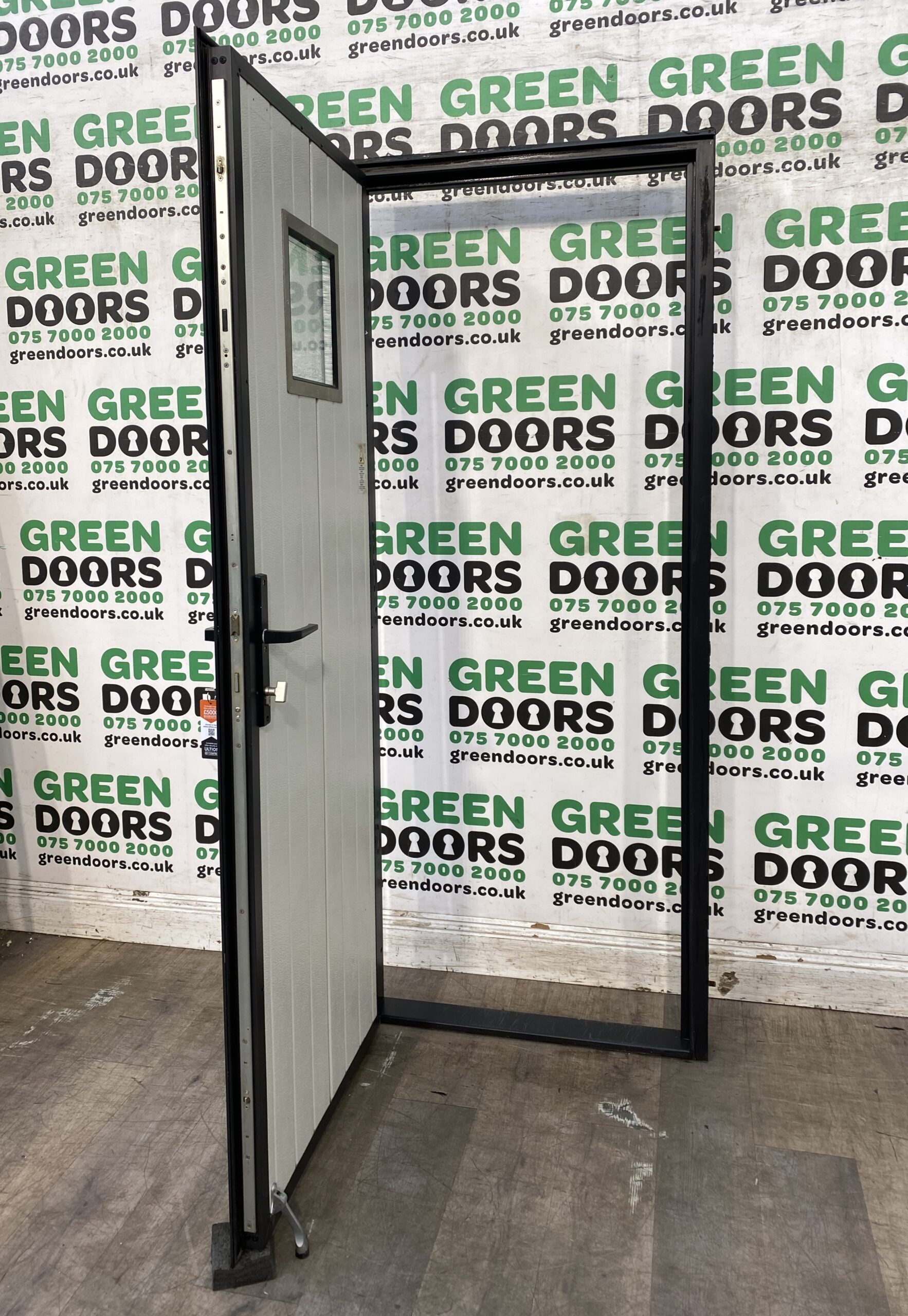 Grey Steel Back door | Green doors