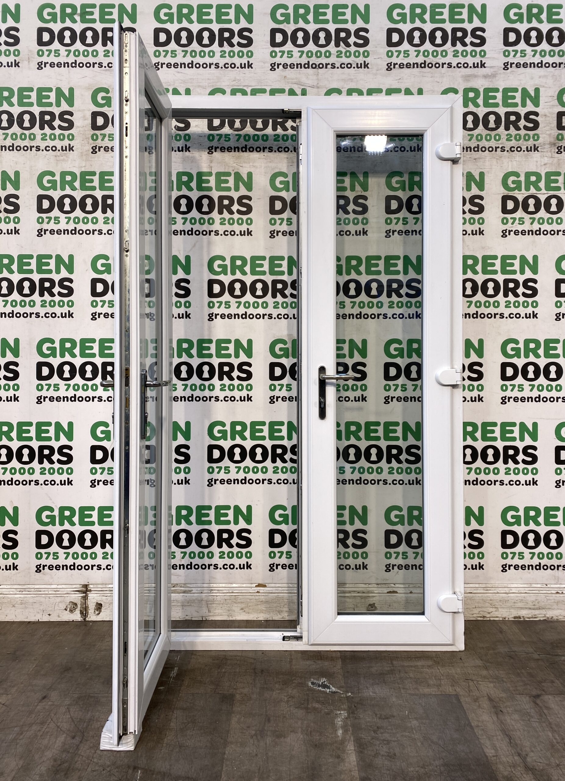 White uPVC French doors | Green doors