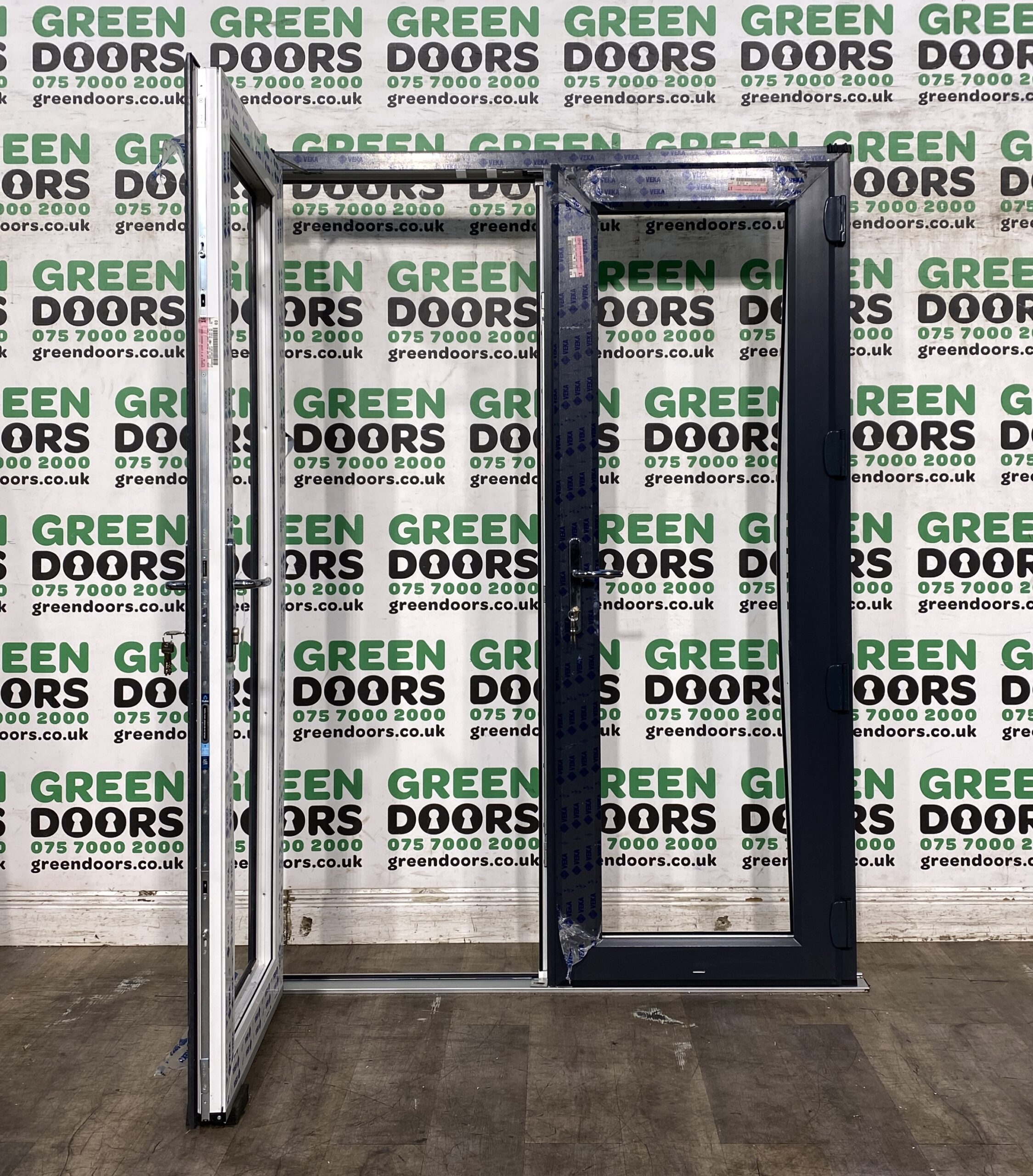 Grey uPVC French doors | Green doors