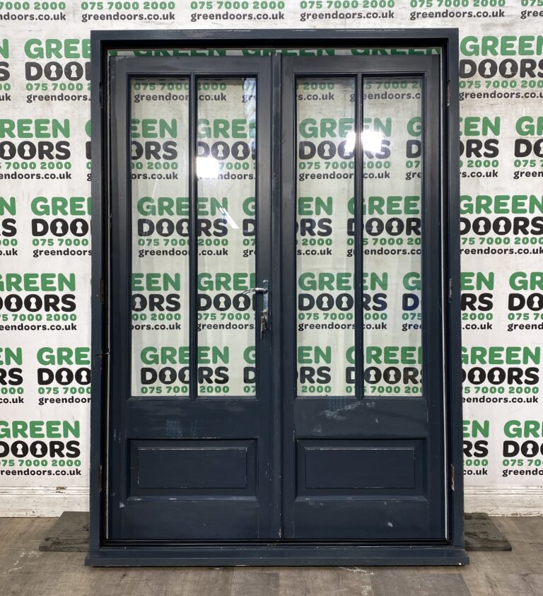 Grey Wooden French doors | Green doors