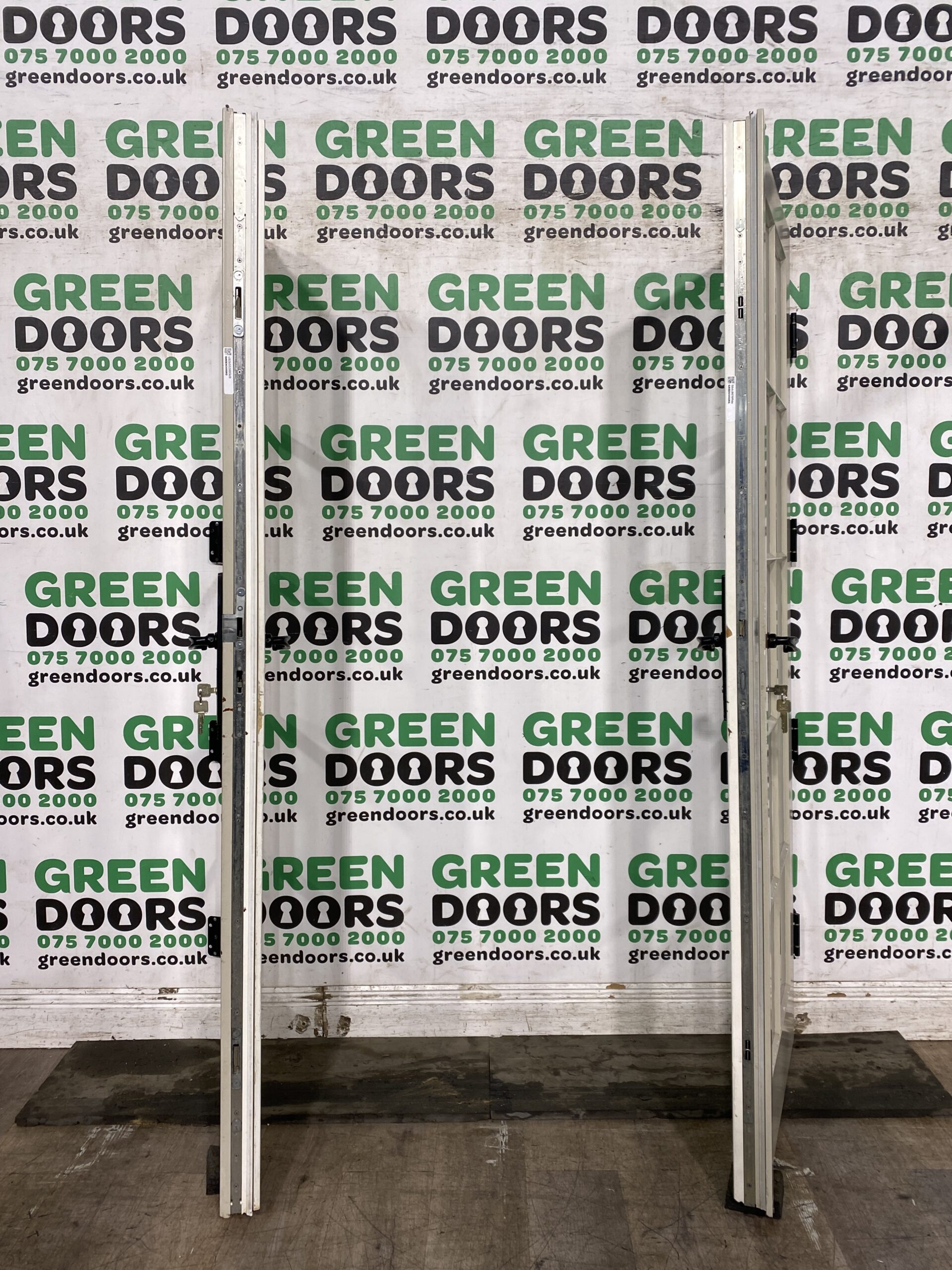 Grey Wooden French doors | Green doors