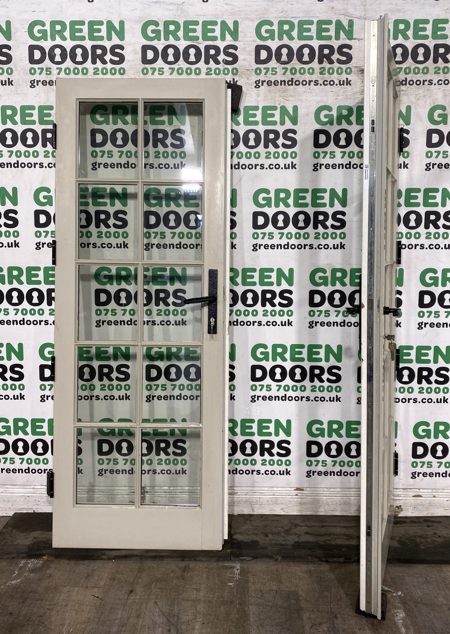 Grey Wooden French doors | Green doors